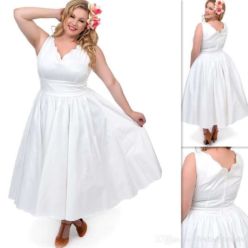 2015 Simple White Plus Size Special Occasion Dresses Ankle Length V