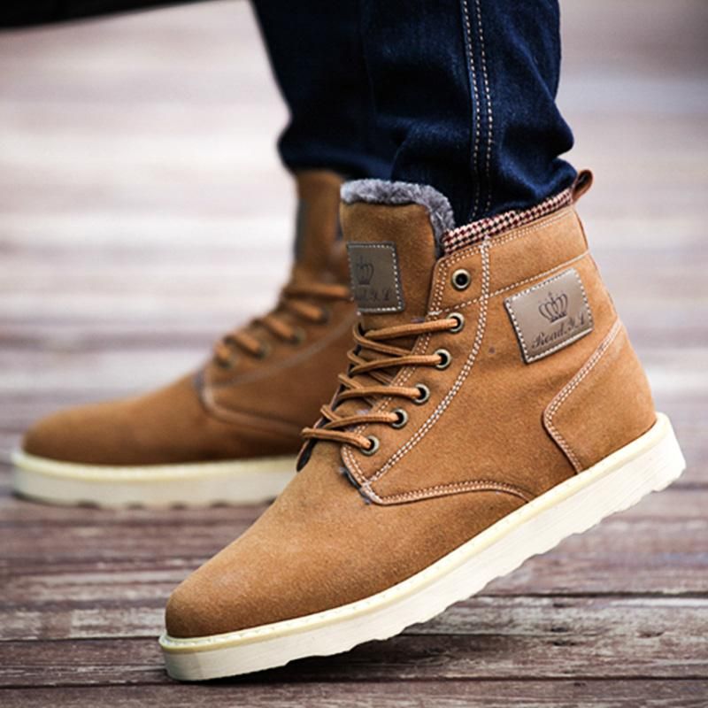 Man Warm Boots Suede For Men England Style Male Snow Boots Thicken