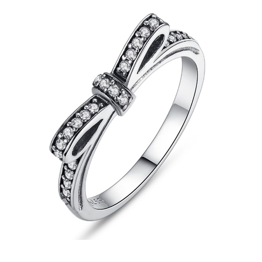 925 Sterling Sliver Pandora Ring Bowknot Pandora Rings AAA Austrian ZIRCON Pandora Jewelry ...