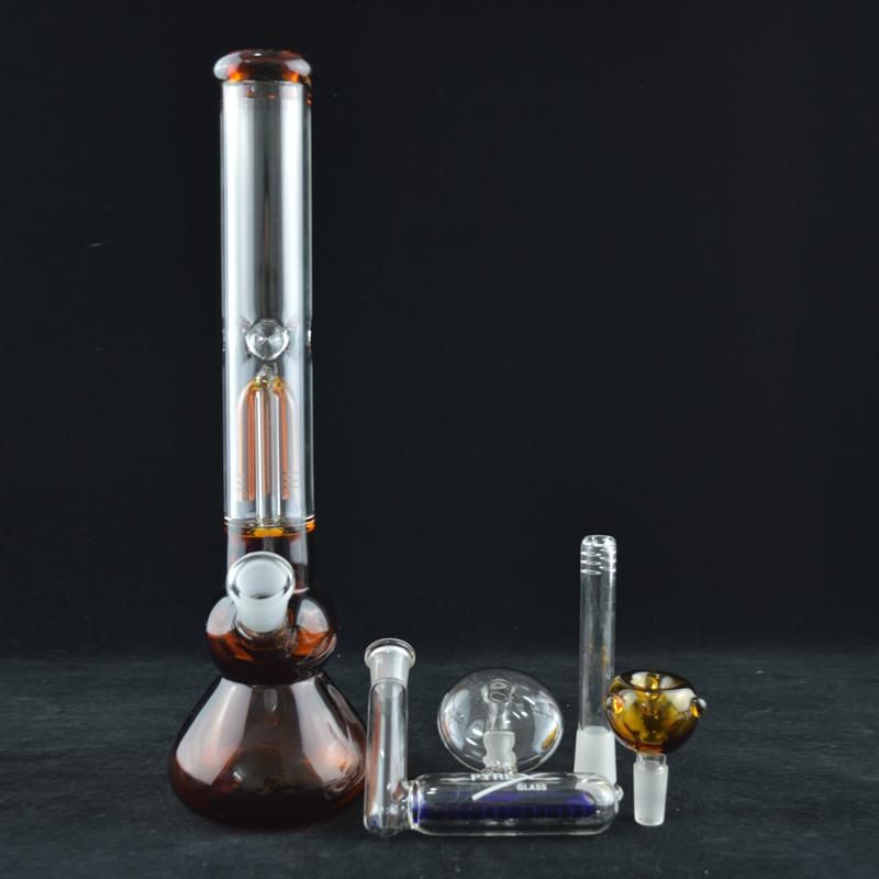 Best Quality Heady Glass Bongs Recycler Brown Glass Water Pipes With Ash Catcher Beaker Bong Arm