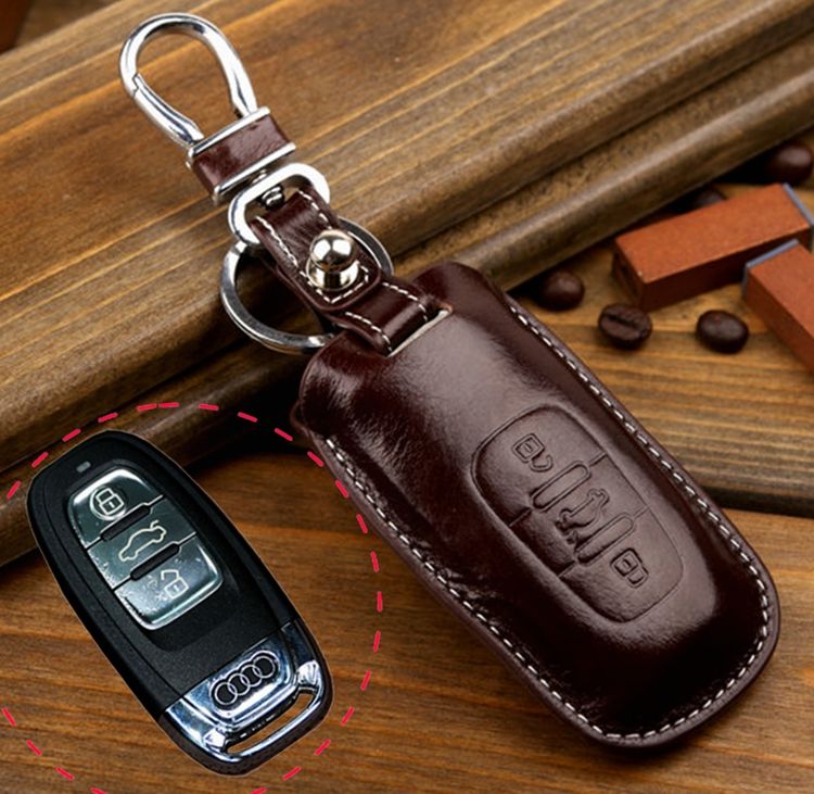 Genuine Leather Audi Car Key Case Remote Key Cover For Audi Q5 A4 A4l