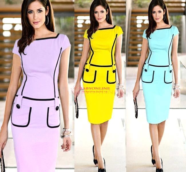 2017 2015 Career Work Ladies Formal Working Dresses Slim Patchwork Knee
