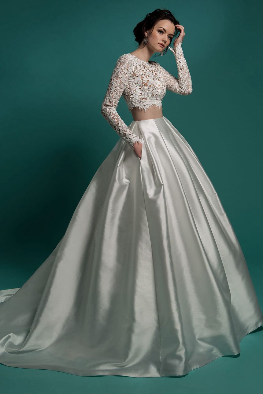 Two Pieces Lace Appliques Wedding Dresses 2016 Lace Jacket Long Sleeves