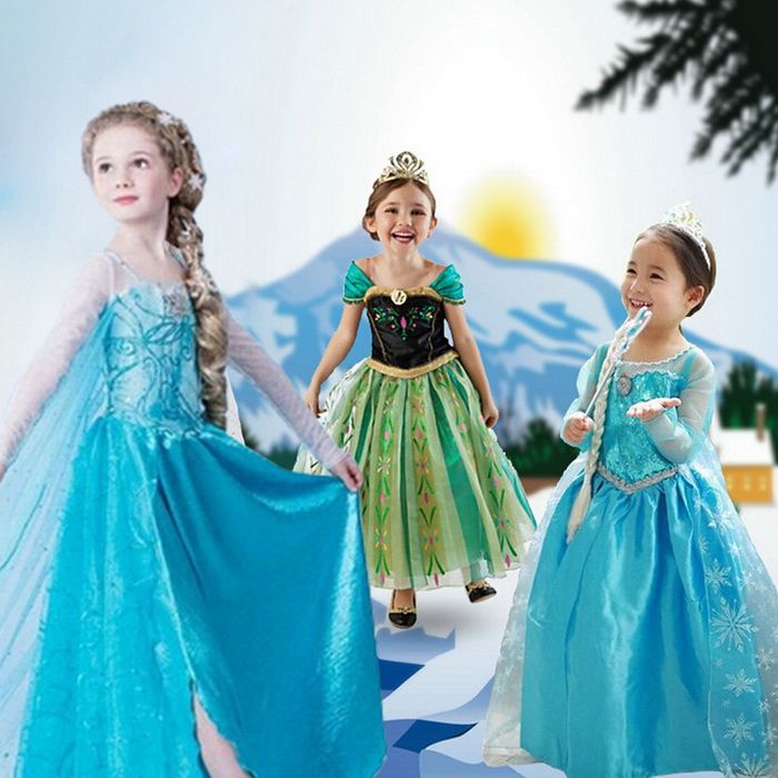 2017 Elsa Dress Frozen Costume Fever Inspired Green Maxi Split Elsa