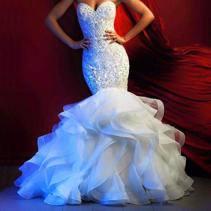 Romance Luxury Robe De Mariee 2016 Mermaid Wedding Dresses Beaded