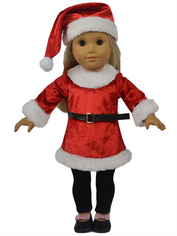 18 American Girl Doll Clothes Christmas Doll Clothes With Red Christmas Hat Christmas Dress And