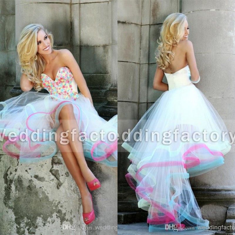 Colorful Rainbow Prom Dresses By Tarik Ediz A Line Sweetheart Organza