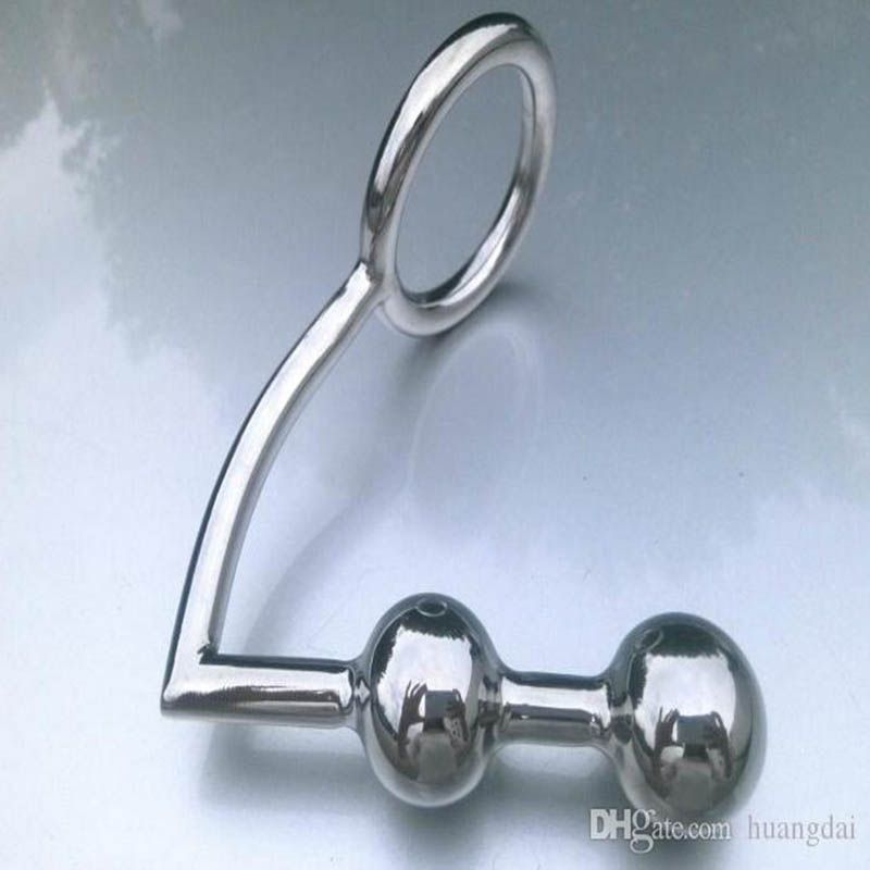 2 Balls Anal Hook Male Chastity Cock Lock Anal Plugs Cock Lock Male Metal Anal Hook Ring