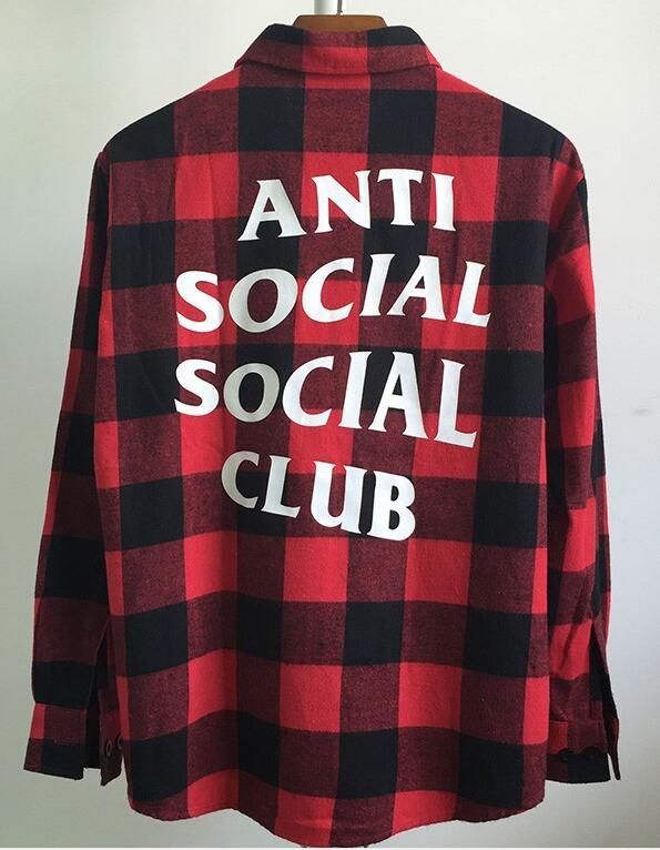 2017 2016 New Anti Social Social Club Plaid Shirt Hip Hop Flannel ...