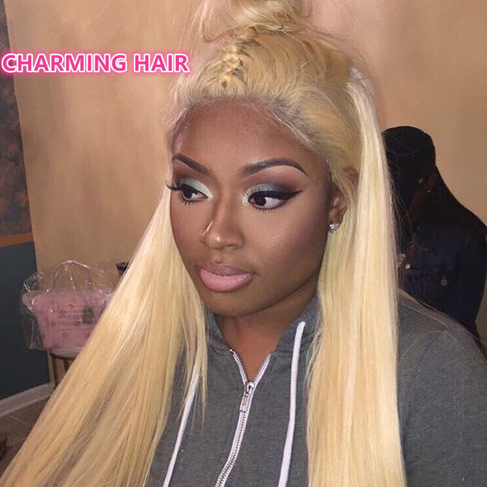 8a Full Lace Human Hair Wigs Blonde 613 Peruvian Hair Straight Gluless