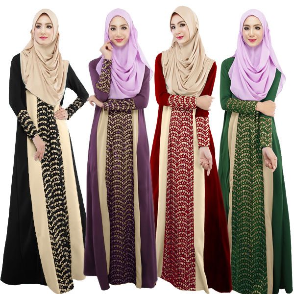 2017 Women Ethnic Clothing Muslim Dress Islam Ramadan Fashion Lace