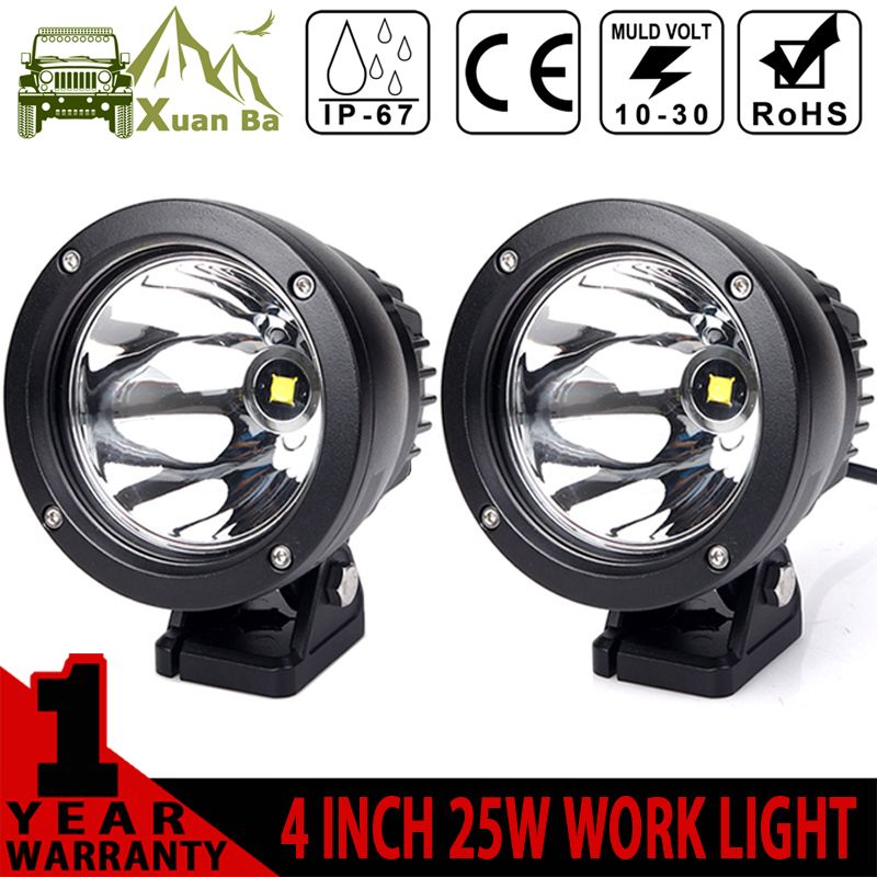 Xuanba 4 Inch 25w Round Cree Led Work Light For Avt Offroad 4x4 Boat