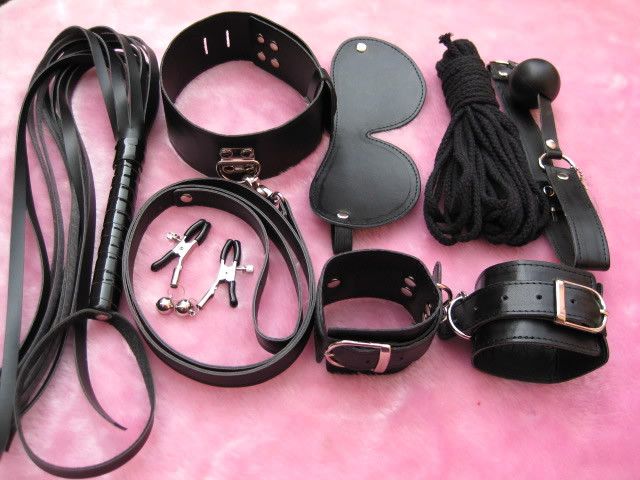 Pu Sex Bondage Kit Slave Restraint Bdsm Games Sex Toys Handcuffs Collar
