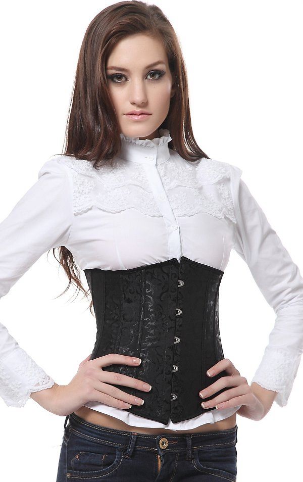2017 Sexy Black And Red Satin Underbust Waist Cincher Corset 9427 Size