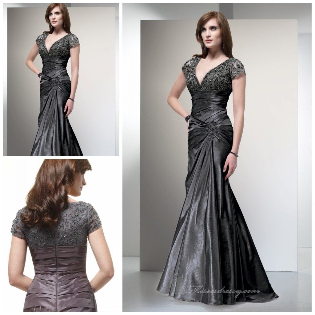 New Arrival V Neck Mermaid Taffeta And Lace Evening Dress Gowns Mother
