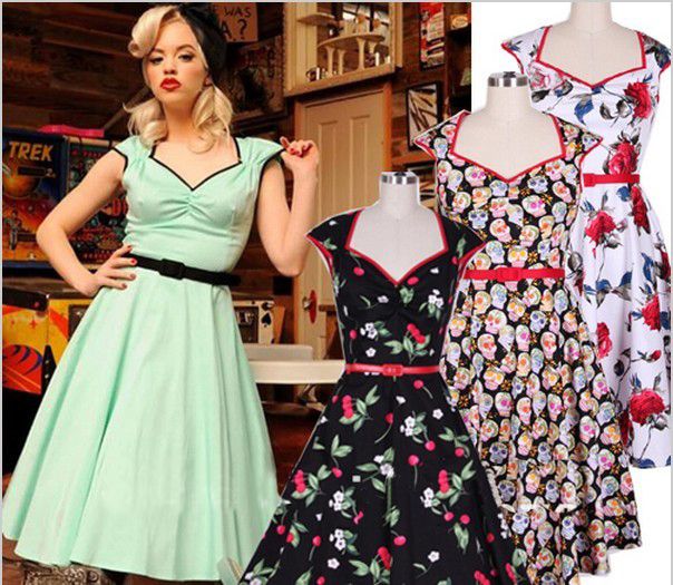 Vintage 50s Audrey Hepburn Rockabilly Pinup Party Swing Prom Dress