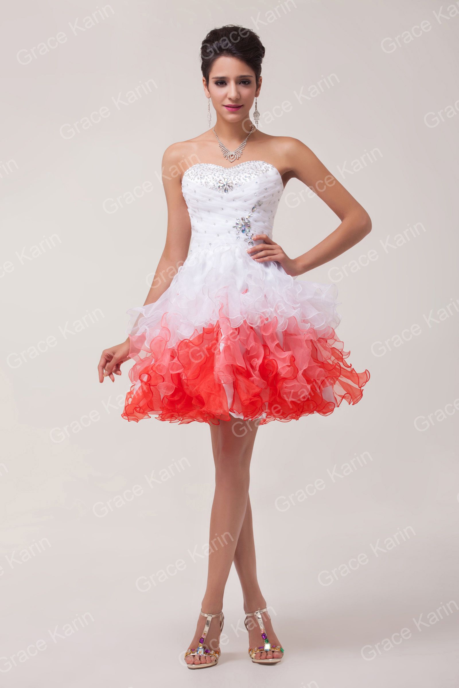 Grace Karin 2014 Quinceanera Short Tutu Prom Dress Formal Prom Bridesmaid Party Ball Gown