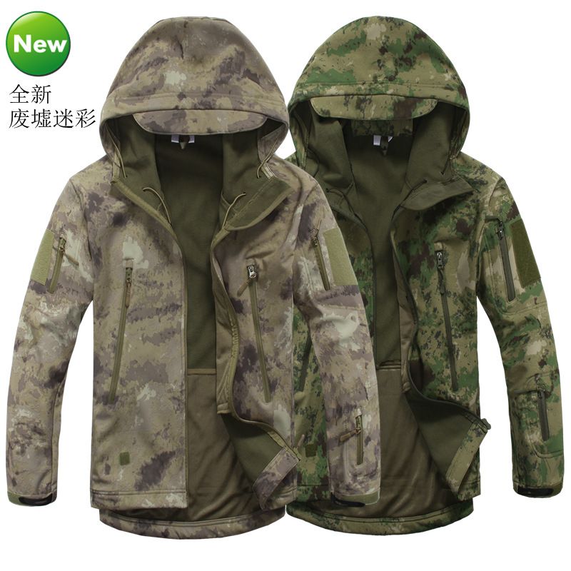 Best Army Camouflage Soft Shell Outdoor Jacket Men Tad Shark Green