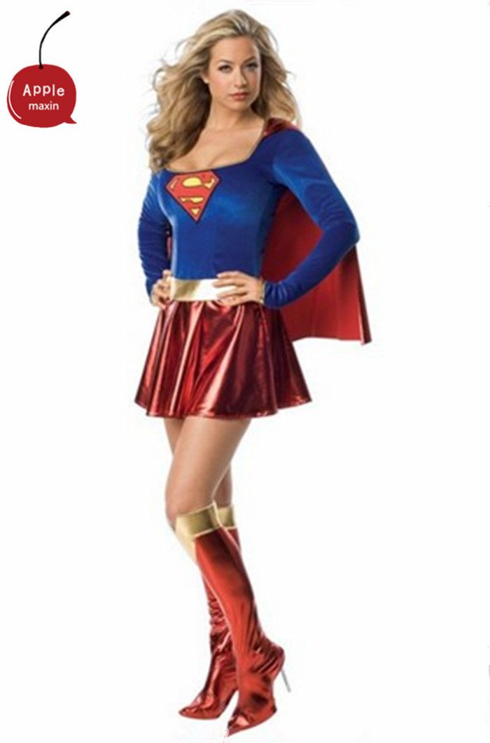 2014 New Supergirl Sexy Lingerie Costumes Woman Role Playing Uniform Halloween Sex Party