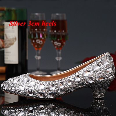 Luxury Graduation Party Prom Shoes High Heel Silver Crystals ...