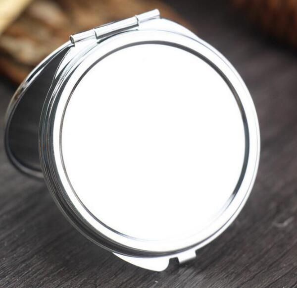 New Silver Pocket Thin Compact Mirror Blank Round Metal Makeup Mirror ...