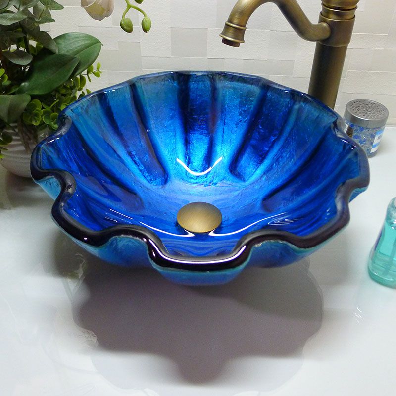 2020 Bathroom Tempered Glass Sink Handcraft Counter Top Round Basin ...