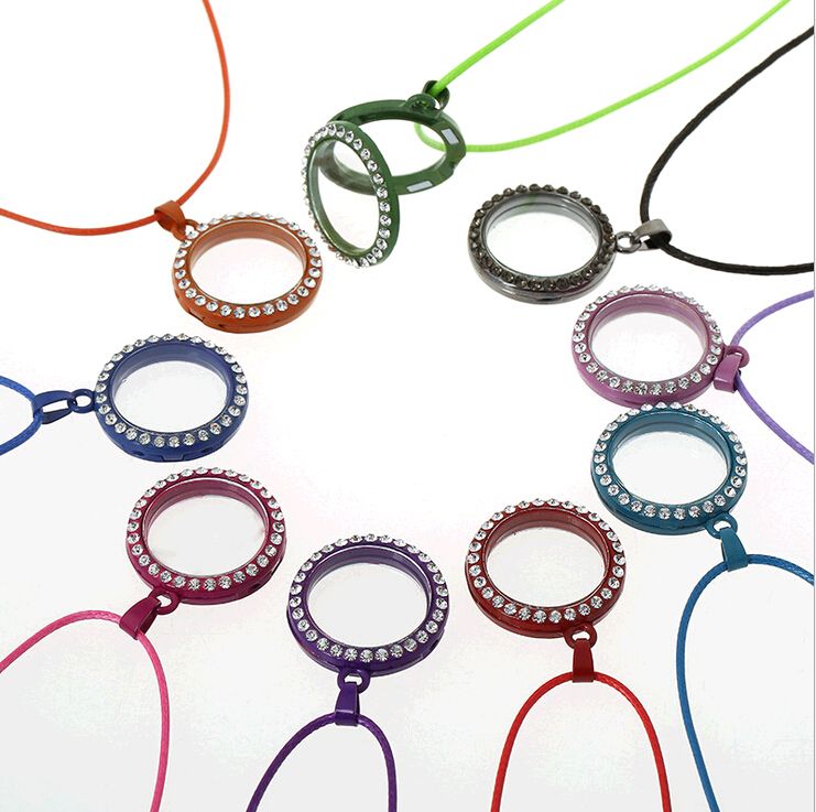 2020 White Diamond Floating Locket Round Magnetic Glass 30mm Floating ...