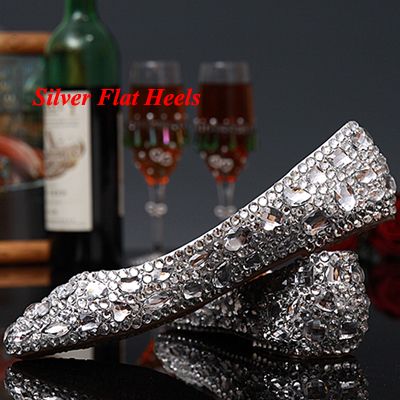 Luxury Graduation Party Prom Shoes High Heel Silver Crystals ...