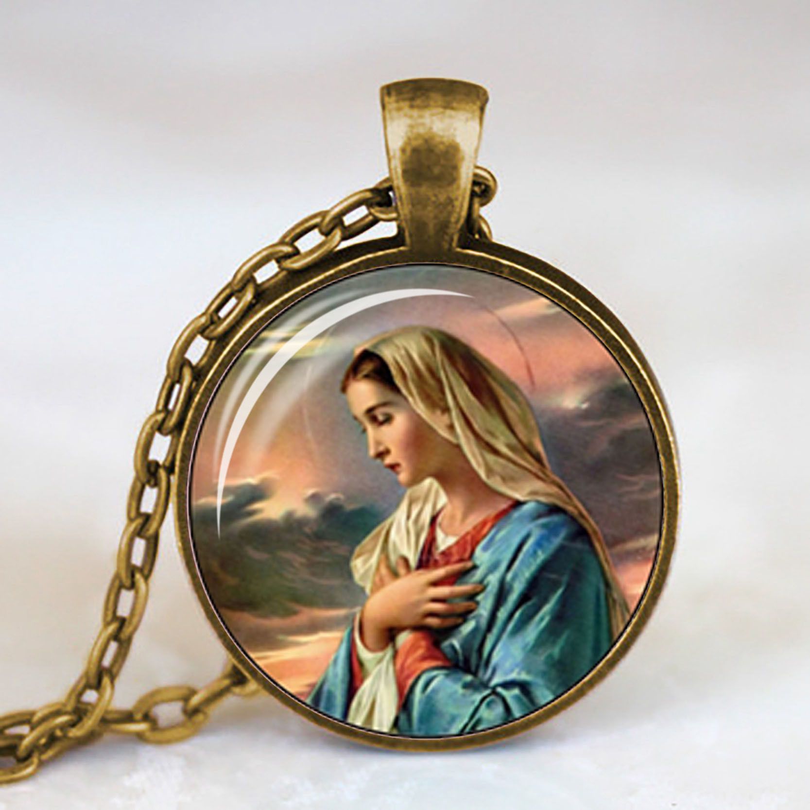 Blessed Virgin Mary Madonna Locket Necklace Virgin Mary Locket Necklace ...