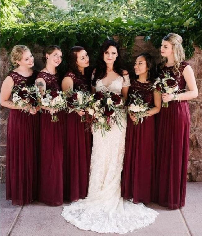 Dark Red Chiffon Bridesmaid Dresses