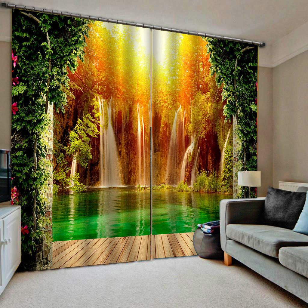 2020 Nature Scenery Curtains Waterfall Curtain Ustomized 3d Curtains ...
