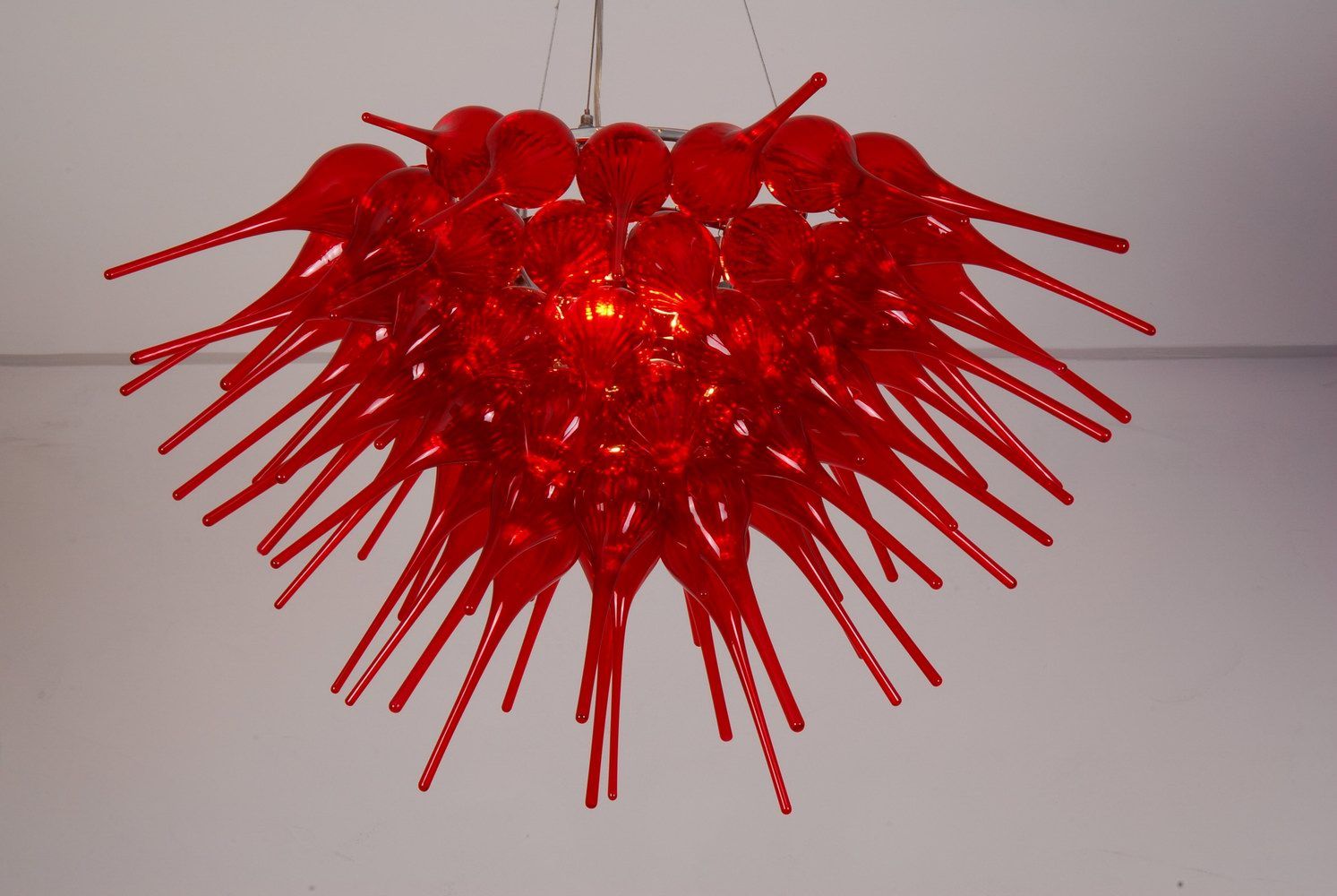 2020 Contemporary Red Ceiling Lights 100% Hand Blown Glass Chandelier ...