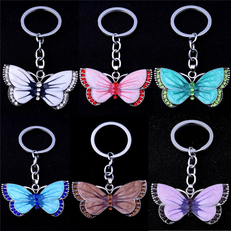 2020 Crystal Animal Butterfly Keychains Silver Fashion Vintage ...