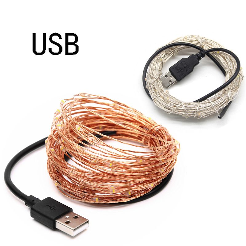 5V USB LED String Light 10M 5M Copper Silver Wire Waterproof Fairy LED ...