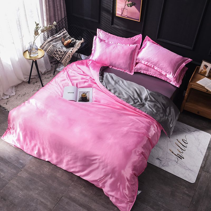 Luxury 100 Silk Bedding Set King Queen Twin 3 4 Bed Linen Solid Color luxury-100-silk-bedding-set-king-queen-twin-3-4-bed-linen-solid-color
