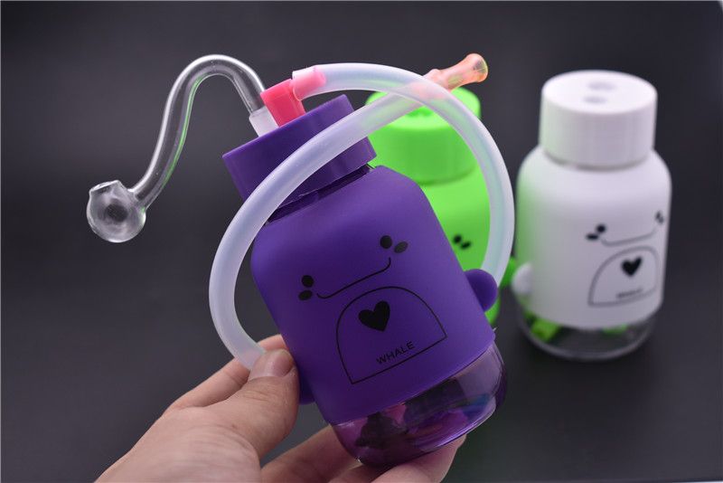 2021 Cartoon Whale Plastic Bottle Small Bubbler Bongs Hand Size Burners ...