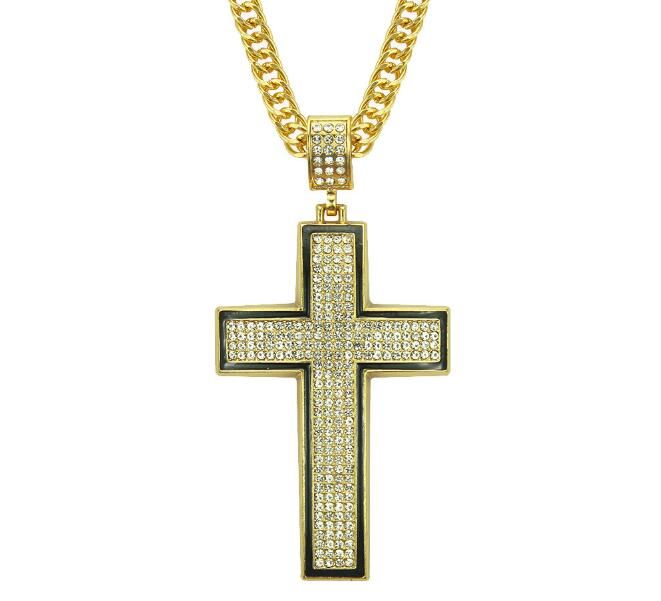 Large Bling Cross 3D Hip Hop Iced Out Religious Pendant Franco Chain ...