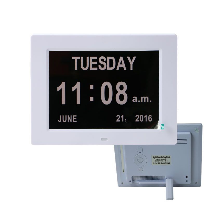 2020 8 Inch Digital Calendar Alarm Day Clock With 3 Alarm Options ...