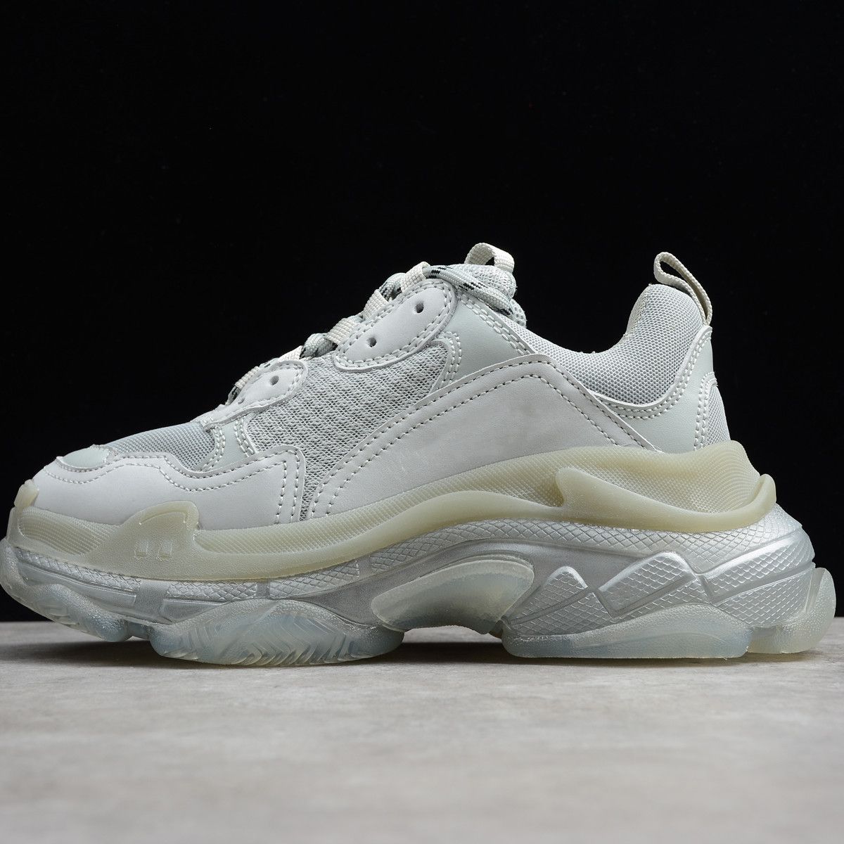 Paris Casual Shoes Triple S Clear Sole Trainers Dad Shoe Sneaker Black ...