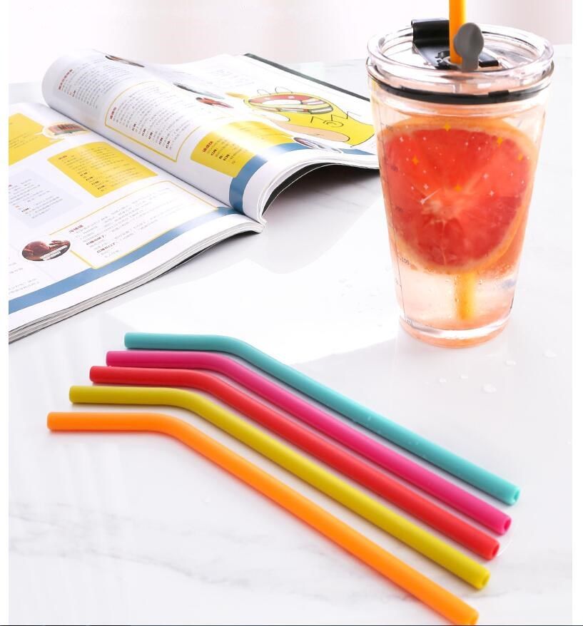 Reusable Silicone Drinking Straws Long Flexible Straws Bar Food Grade ...