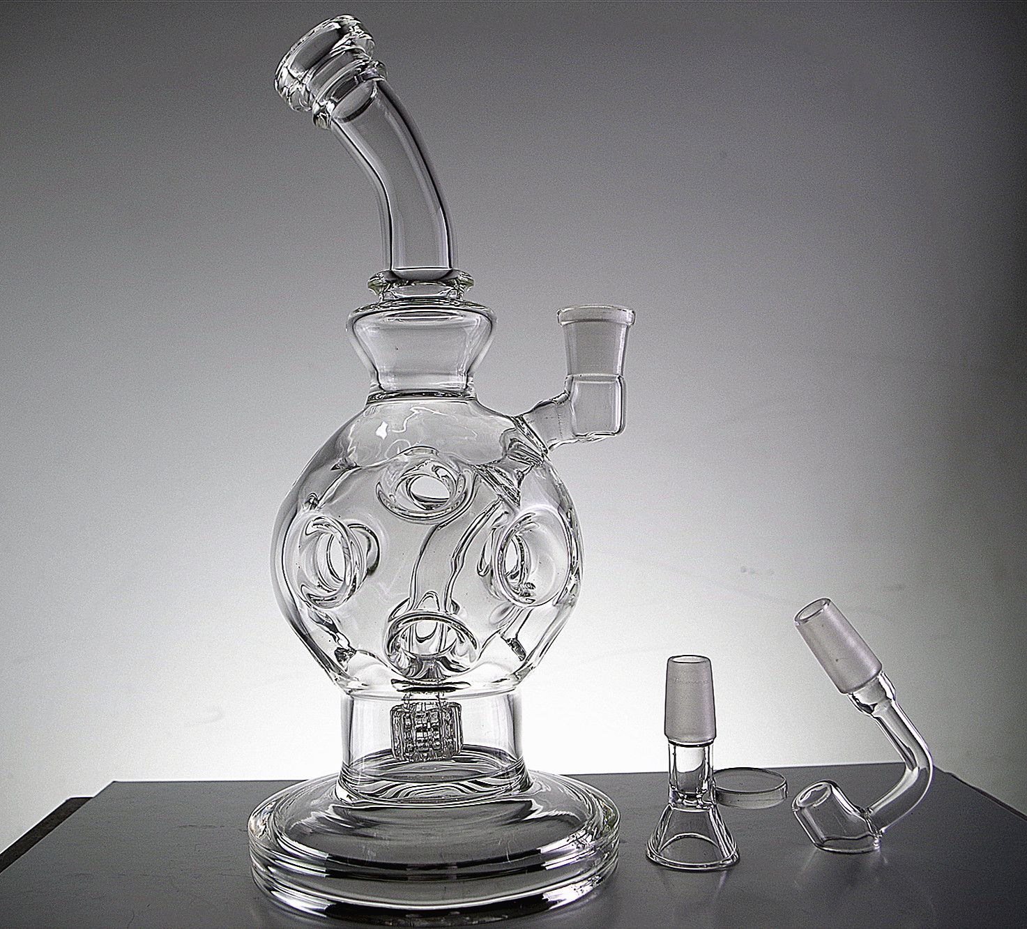 2021 Hookahs 9.45 Inches Glass Bong Double Sphere Wormhole With 14mm ...
