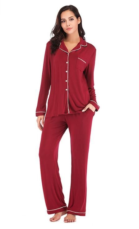 Sleepwear Autumn Winter Home Dress Female Modale Pajamas Long Sleeve ...