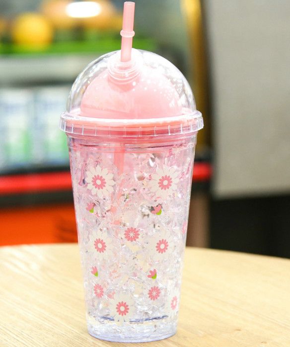 CoolCup Double Layer Plastic Ice Cups With Lid And Straw Automatic ...