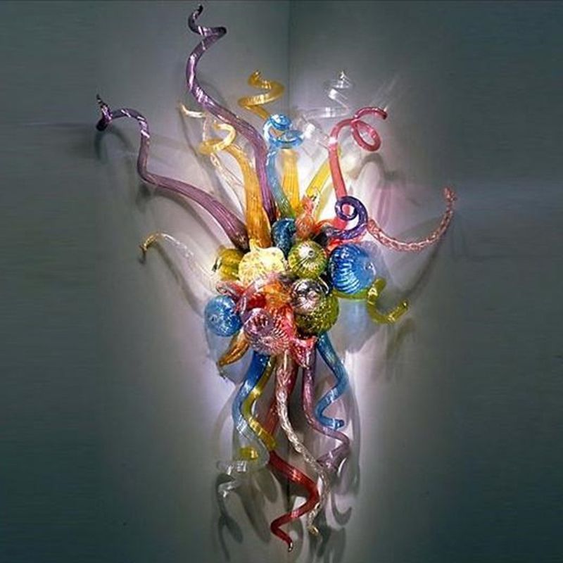 2020 Multi Colored Hand Blown Glass Wall Sconce Home Decorative Wall Lights Dining Room Wall