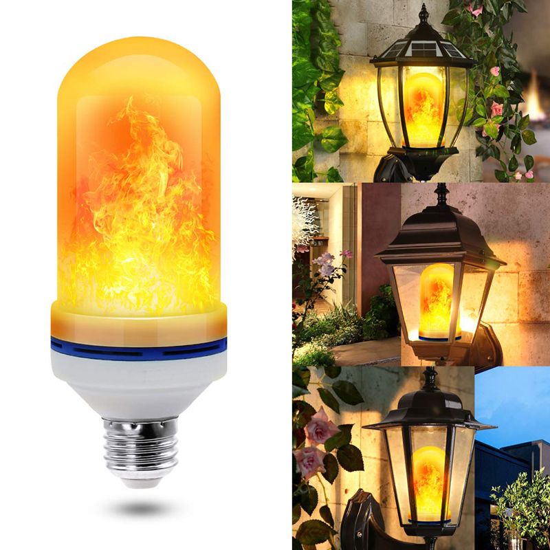 7W E27 E26 Flame Bulb LED Flame Lamp Fire Light Bulbs Flickering ...