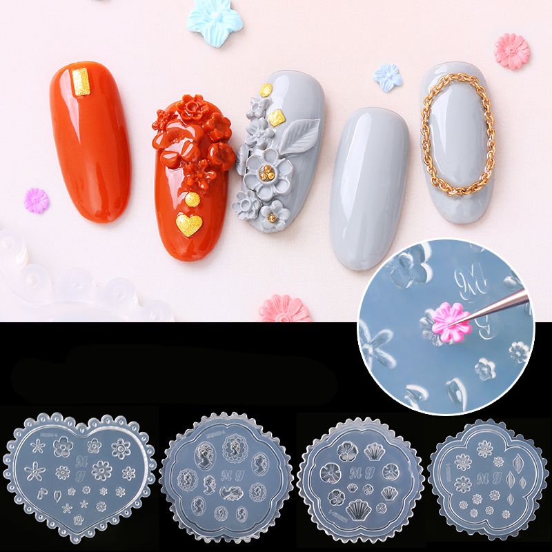 3D Silicone Mold Nail Stamping Nails Carving Stamping Plate Nail Art ...