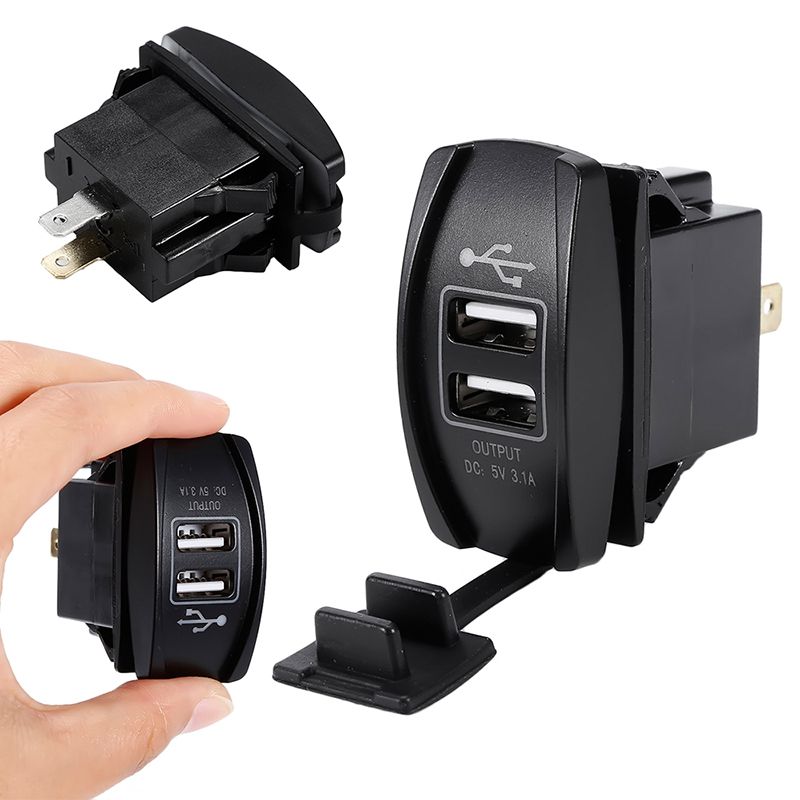 Car Charger Adapter USB Charger Socket Waterproof Dual Ports USB Outlet ...