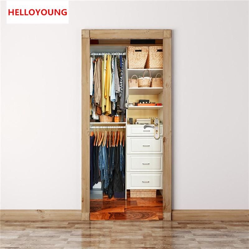 Creative Wardrobe Wall Stickers DIY MuralBedroom Home Decorative PVC ...