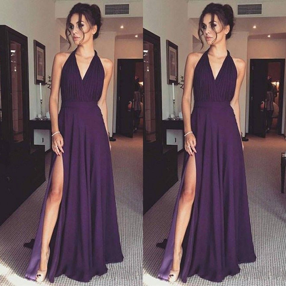 Venta > vestidos de fiesta largos color morado > en stock