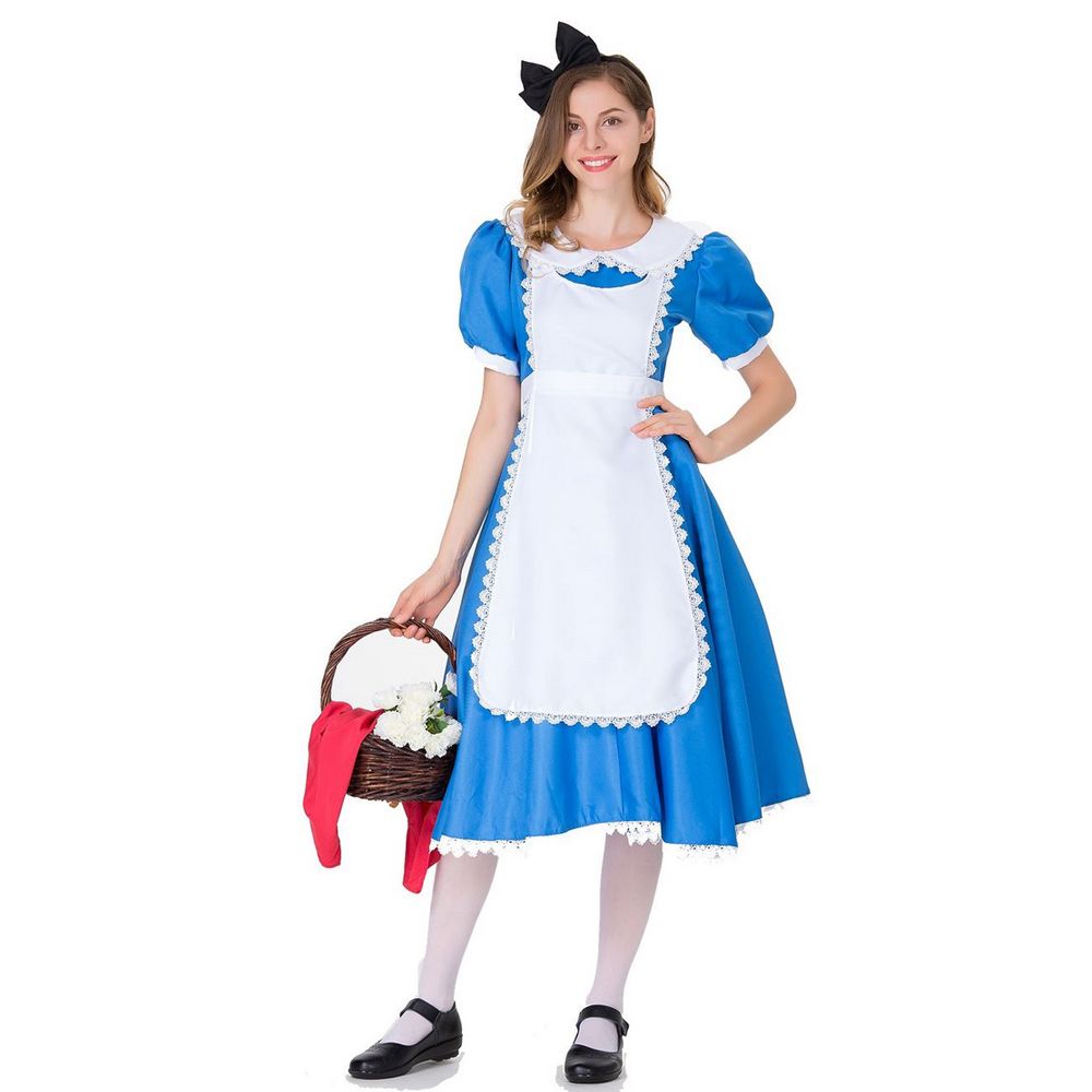 Halloween Women Adult Anime Alice Adventure Blue Party Dress Alice